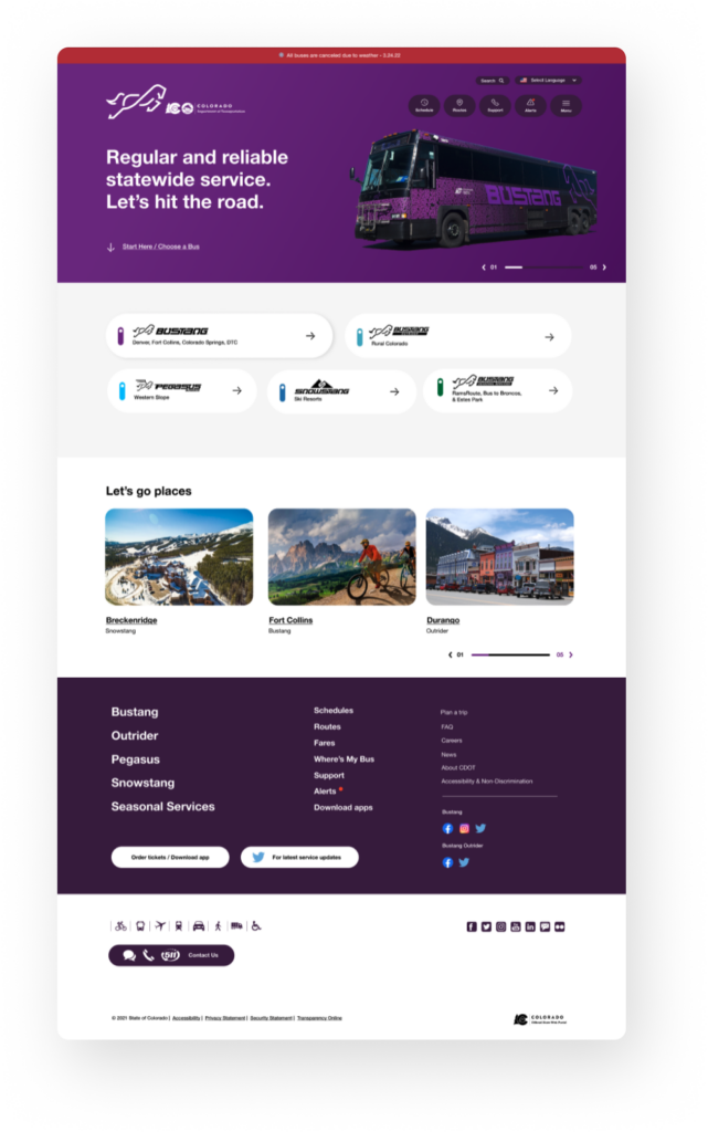Bustang (CDOT) Transport Website Design | Blennd